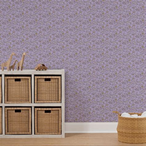 Purple Paisley Wallpaper Spoonflower