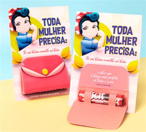 Arquivo de Corte Cartão Porta Batom Dia da Mulher Studio Elo7