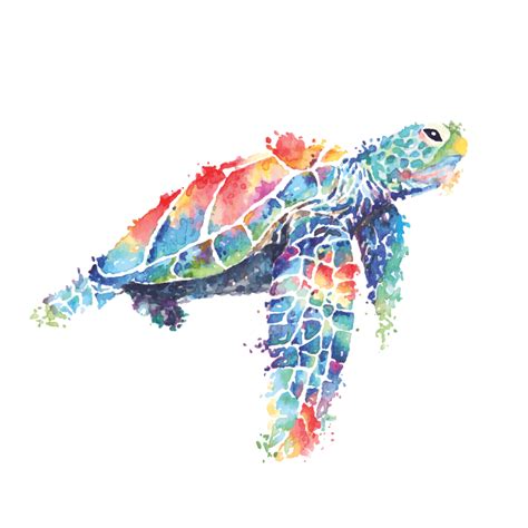 Sea Turtle Painted In Watercolor Vector Art At Vecteezy