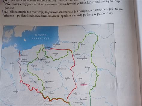 z czerwonym kolorem nazwy miast które dziś znajdują się w granicach