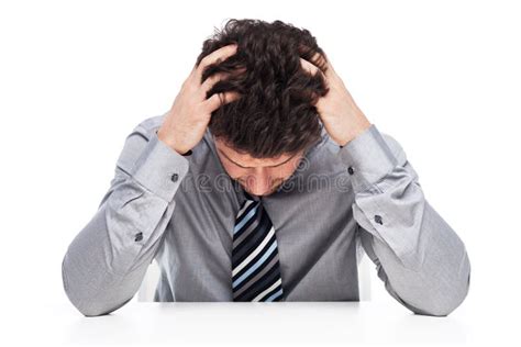 Man Holding Head In Hands Stock Image Image Of Stressed
