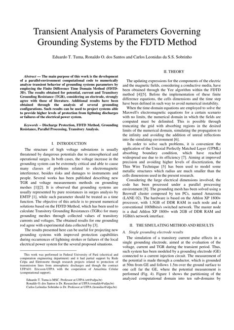 pdf transient analysis of parameters governing grounding systems by the fdtd method