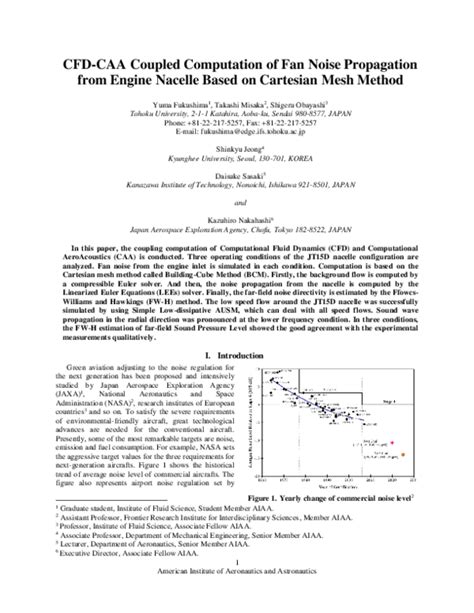 pdf cfd caa coupled computation of fan noise propagation from engine nacelle based on