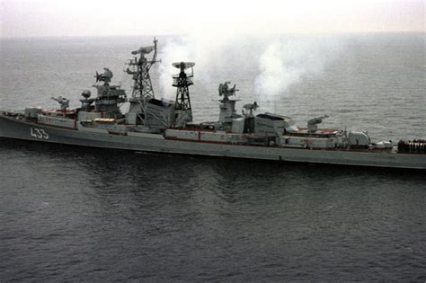 A Port Quarter View Of The Soviet Kashin Class Guided Missile Destroyer