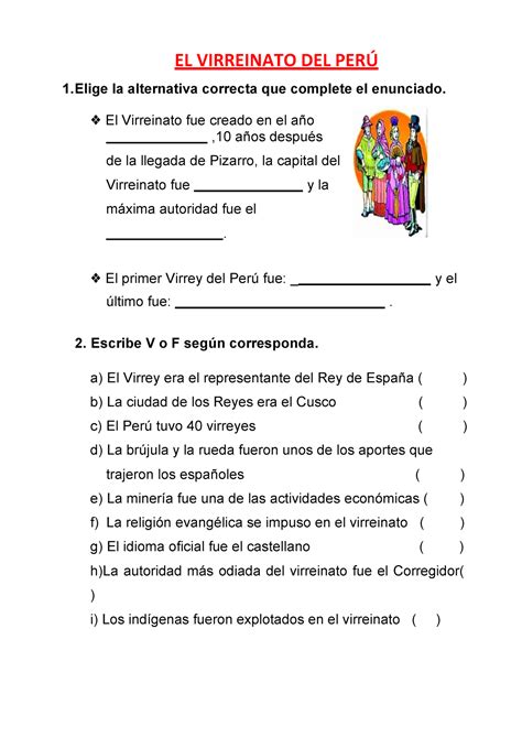 Ejercicio Interactivo De Virreinato Del Per Ejercicios Interactivos