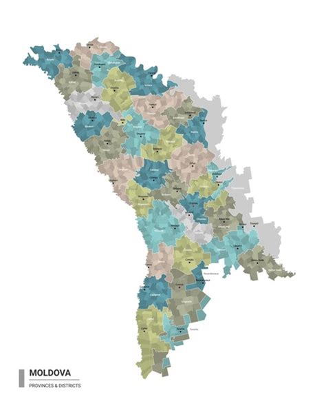 1 Administrative Map Moldova Districts Cities Name Colored By States
