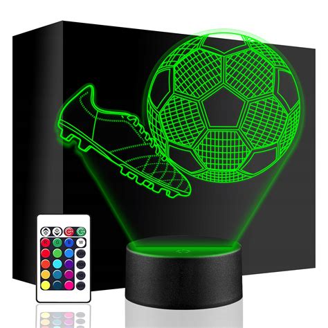 Lampka Nocna Piłka Nożna Korki dla Dzieci Piłkarza 3D LED Kolory RGB