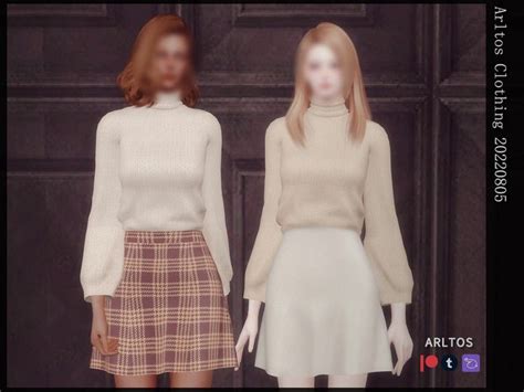 The Sims Resource Knit Sweater With Woolen Dress Woolen
