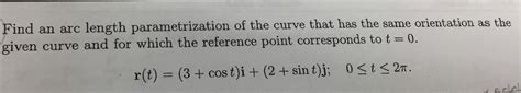 solved find an arc length parametrization of the curve that