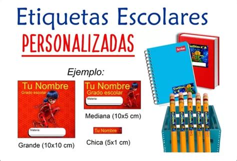Etiquetas Escolares Personalizadas Para L Pices Y Cuadernos Mercadolibre