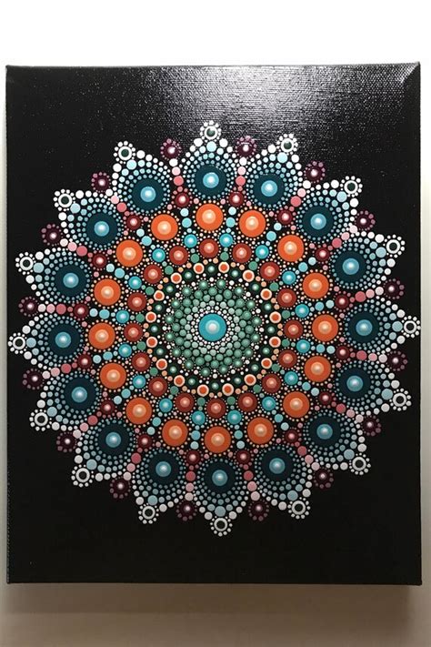 Hand Painted Mandala On Canvas Meditation Mandala Dot Wall Etsy