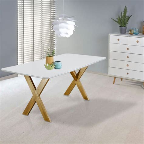 Mesa De Jantar 6 Lugares Munique Tampo Em Vidro 160cm Móveis Mix
