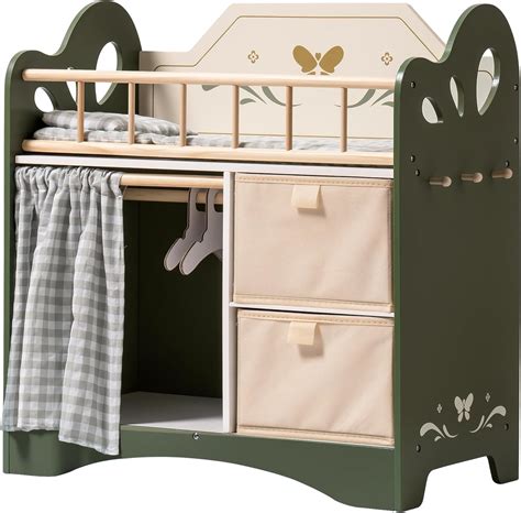 Robotime Baby Doll Crib Wooden Doll Bed Toy Baby Crib With Storage