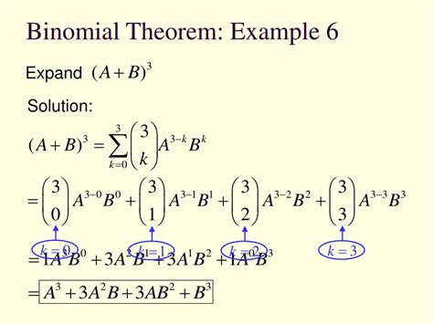 formula of binomial theorem