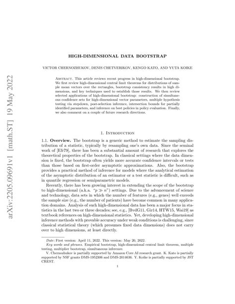 high dimensional data bootstrap deepai