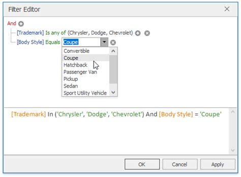 filtering overview winforms controls devexpress documentation