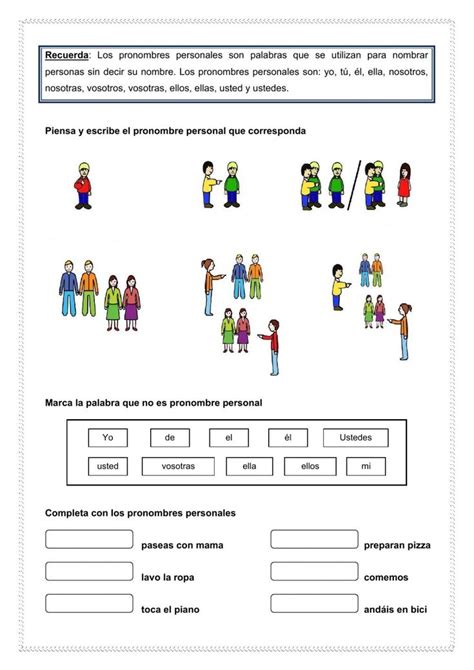 Pronombres personales worksheet for 3º de primaria Pronombre personal