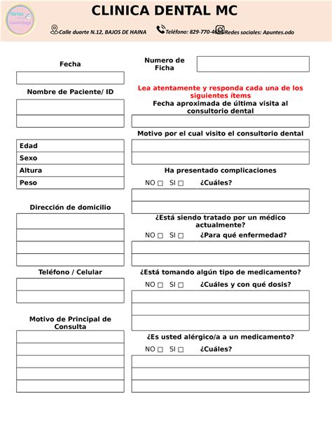 Ficha Clinica Diagnostico Fecha Numero De Ficha Nombre De Paciente