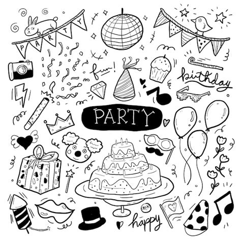 Fiesta dibujado a mano doodle ilustración Vector Premium