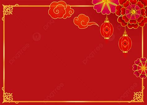 Chinese New Year Simple Background Red Flower Lantern Decoration