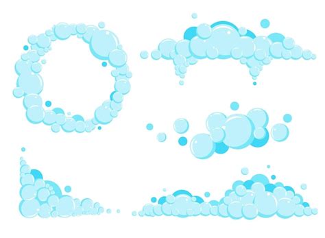 Mousse De Savon De Dessin Animé Avec Des Bulles Mousse Bleu Clair De