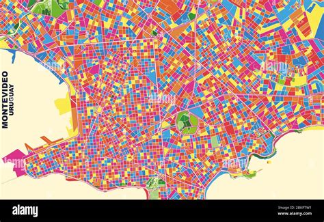 Mapa Vectorial Colorido De Montevideo Uruguay Plantilla Art Map Para