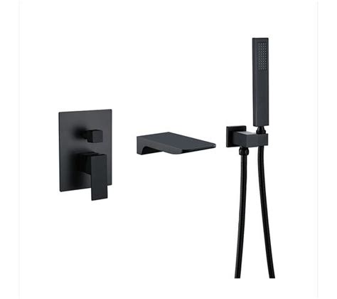 Robinet Mitigeur Bain Douche Cascade Mural Noir Matera Robinet De