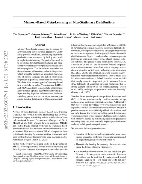 pdf memory based meta learning on non stationary distributions