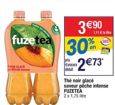 Promo Thé Noir Glacé Saveur Pêche Intense Fuzetea chez Cora iCatalogue fr