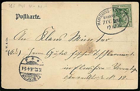 5 pfg Germania på brevkort annulleret med ovalt bureaustempel