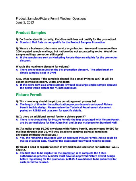 Fillable Online Ribbs Usps Product SamplesPicture Permit Webinar