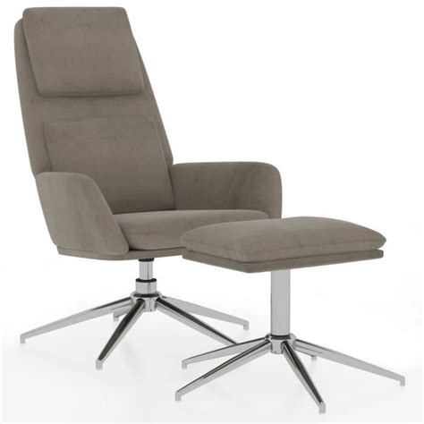 Chaise De Relaxation Avec Tabouret Gris Clair Tissu Microfibre S5761