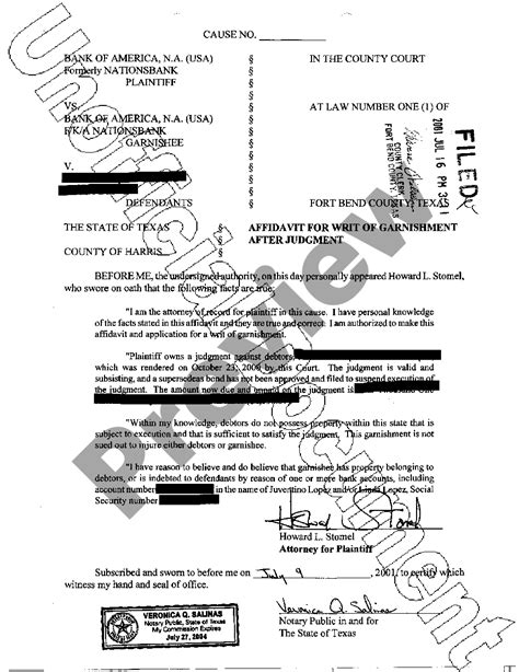 Abilene Texas Application For Writ Of Garnishment Application For