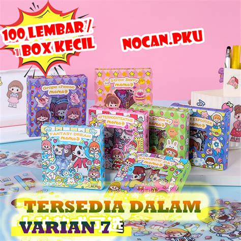 Jual BOX KECIL Isi 100 Lembar Sticker Anti Air Momo Milk Tea Sticker