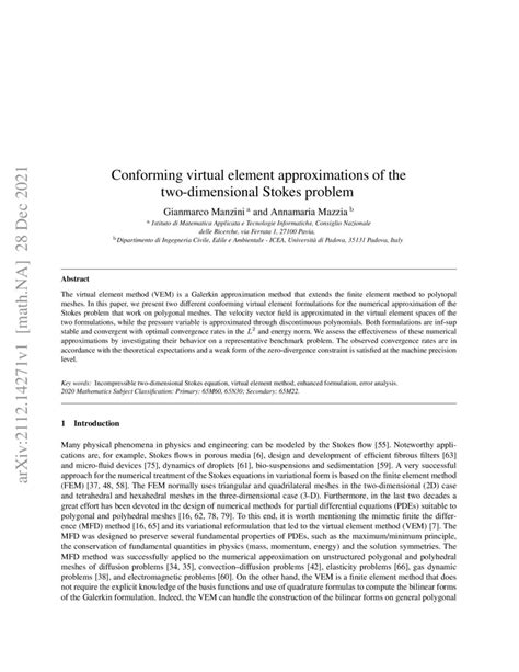 conforming virtual element approximations of the two dimensional stokes problem deepai