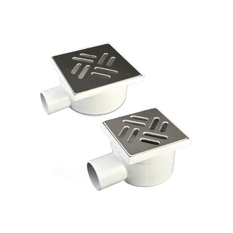 Sumidero sifónico de PP salida horizontal y rejilla de acero inox