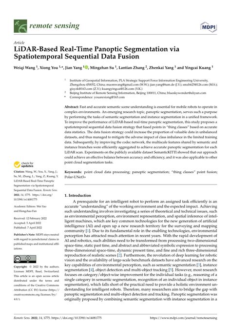 pdf lidar based real time panoptic segmentation via spatiotemporal sequential data fusion