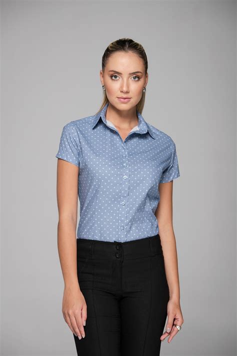 CAMISA FEMININA SOCIAL MANGA CURTA MICRO ESTAMPA AVALON PREMIUM