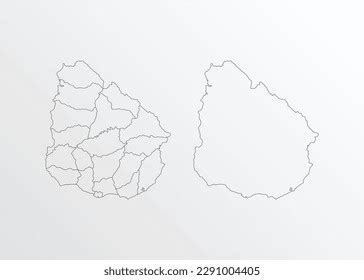 Black Outline Vector Map Uruguay Regions Stock Vector Royalty Free