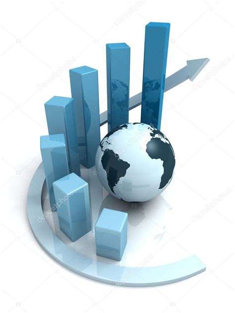 Gráfico de barra azul de crecimiento empresarial global con flecha