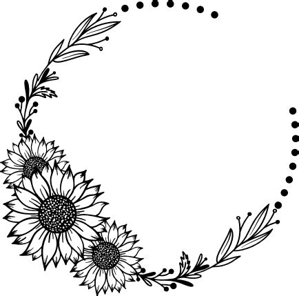 Sunflower Wreath Monogram Frame Clipart Image Wedding Frame Free