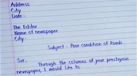 Letter To Editor Of A Newspaper Formal Informal Letter Writing