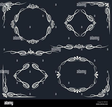 Vintage Swirl Design Elements Set Dividers Corners And Frames