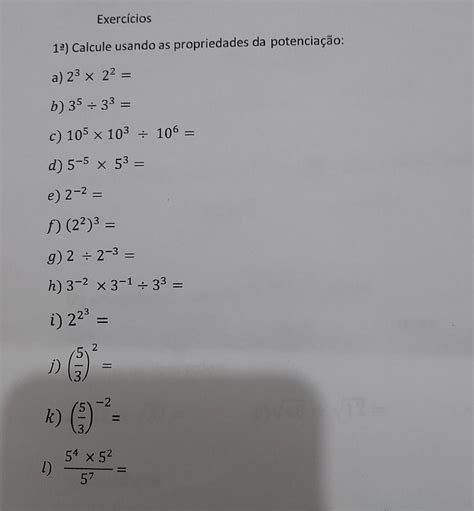 Atividade De Potenciação 8 Ano LIBRAIN