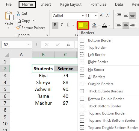 Borders In Excel How To Insert Add Explanation And Examples
