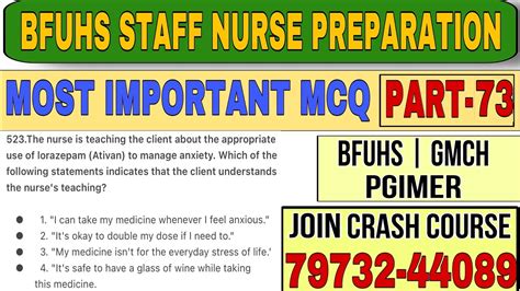PART 73 BFUHS STAFF NURSE EXAM PREPARATION MOST REPEATED QUESTIONS