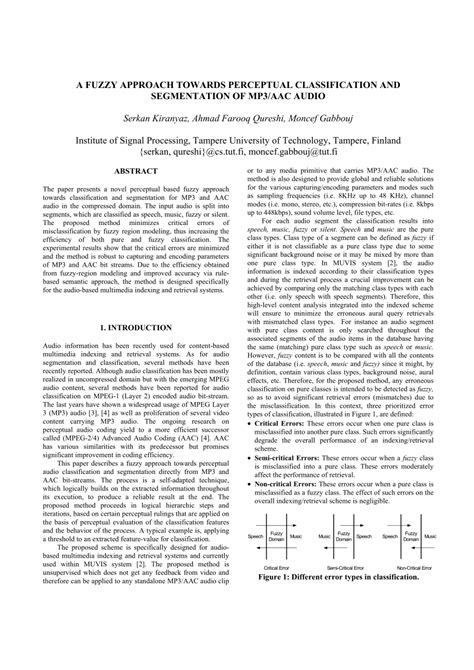 pdf a fuzzy approach towards perceptual classification and segmentation of mp3 aac audio