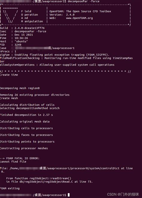 openfoam 并行分解文件时报错cannot find file xxx processor0 system controdict openfoam并行计算出错 csdn博客