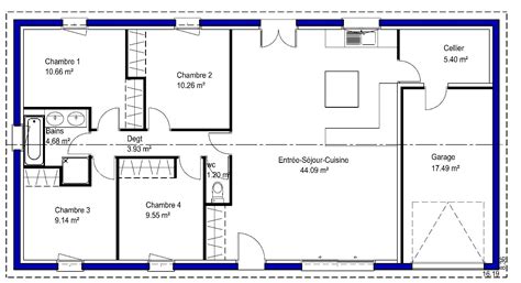 Plan Maison En L Sans Garage Plan Maison 4 Chambres Plan Maison
