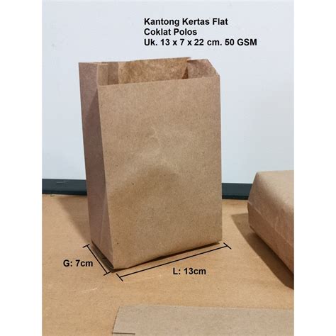 Jual 100 Pcs Paper Bag Kantong Kertas Flat 23x13x7 Shopee Indonesia